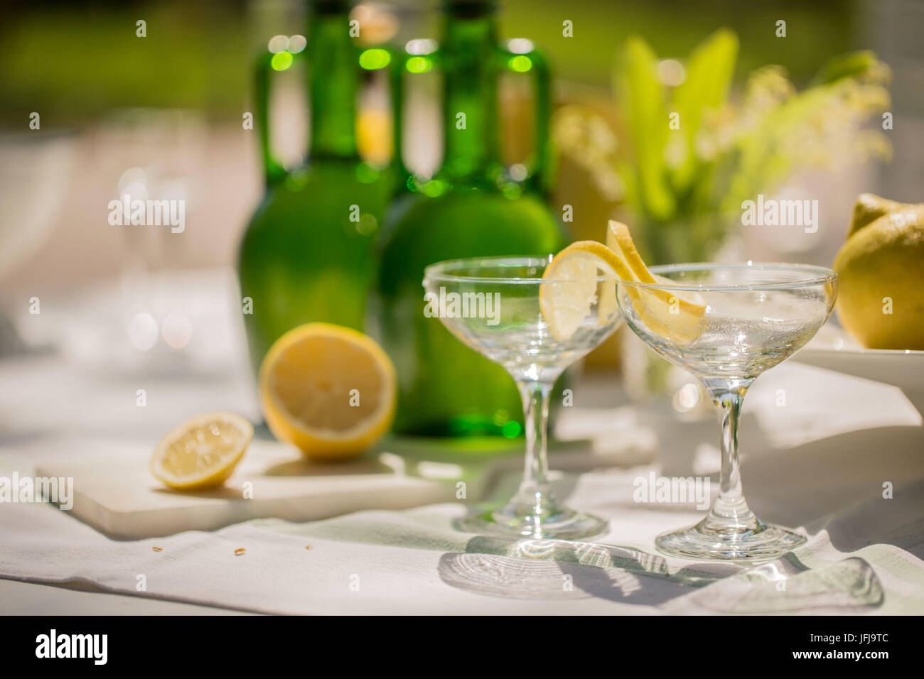 Tasting, homemade Limoncello Stock Photo - Alamy
