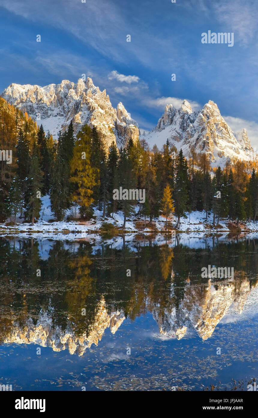 Misurina, Dolomites, Italy, Antorno Lake and Cadini of Misurina during ...