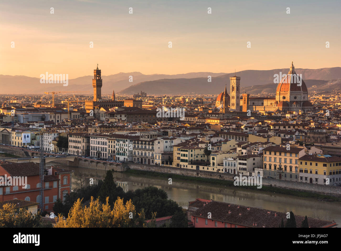 Florence at sunset, Florence province, Tuscany region, Italy Stock ...