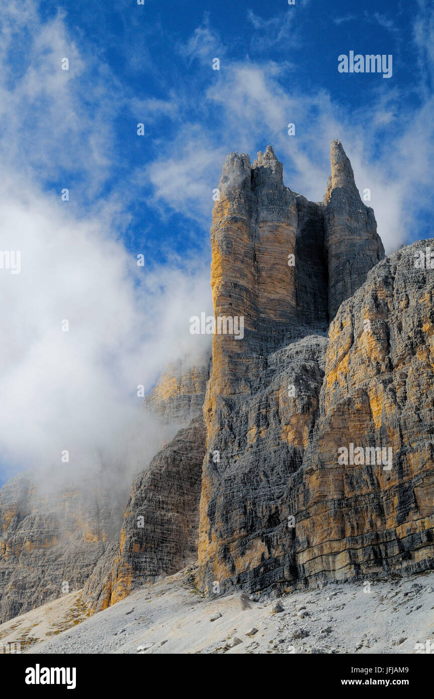 Spigolo Giallo, Yellow peak, Auronzo, Dolomites, Cadore, Alps, Veneto ...
