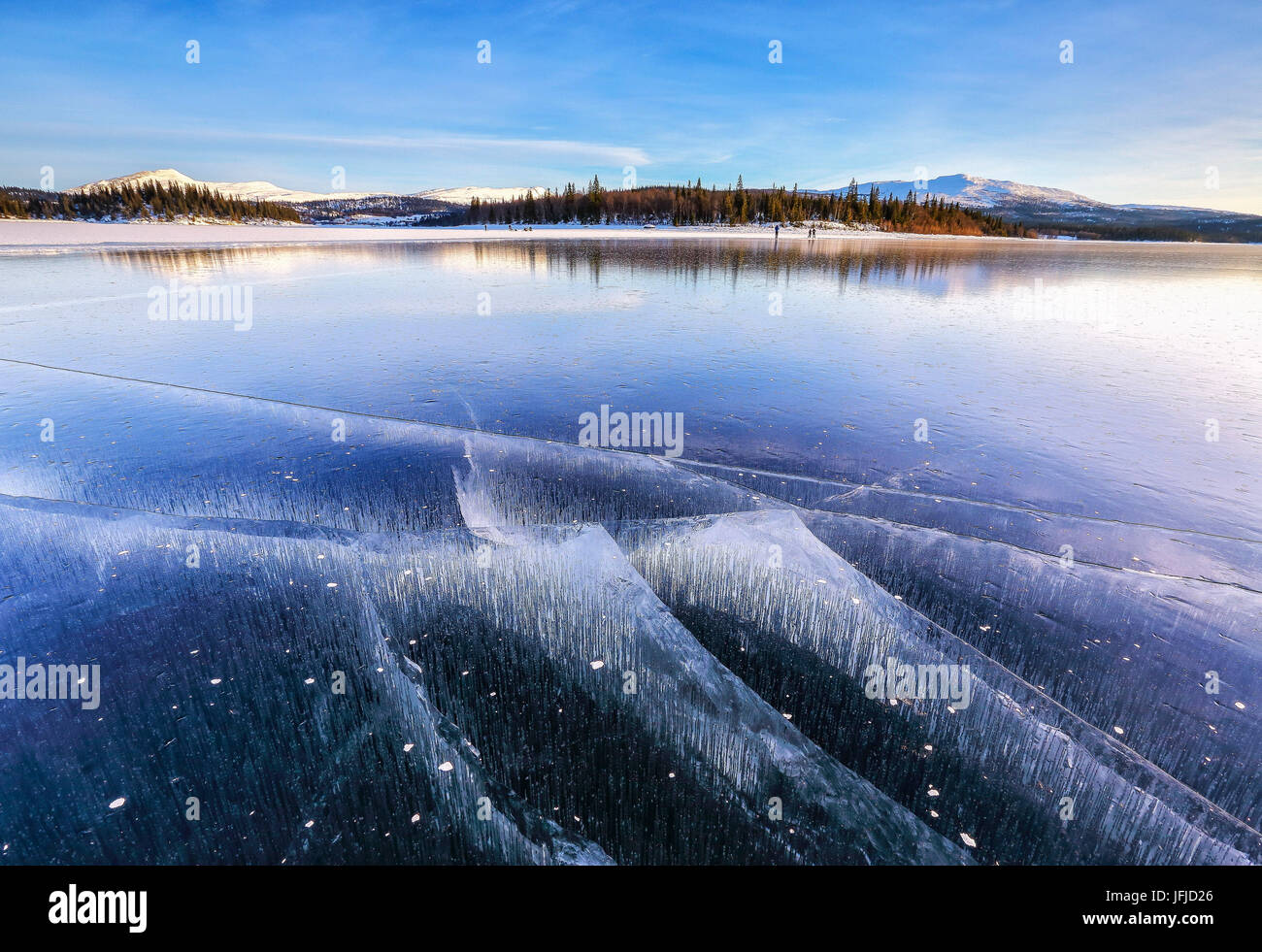 The frozen lake of Limingen Rorvik Børgefjell National Park Trøndelag ...