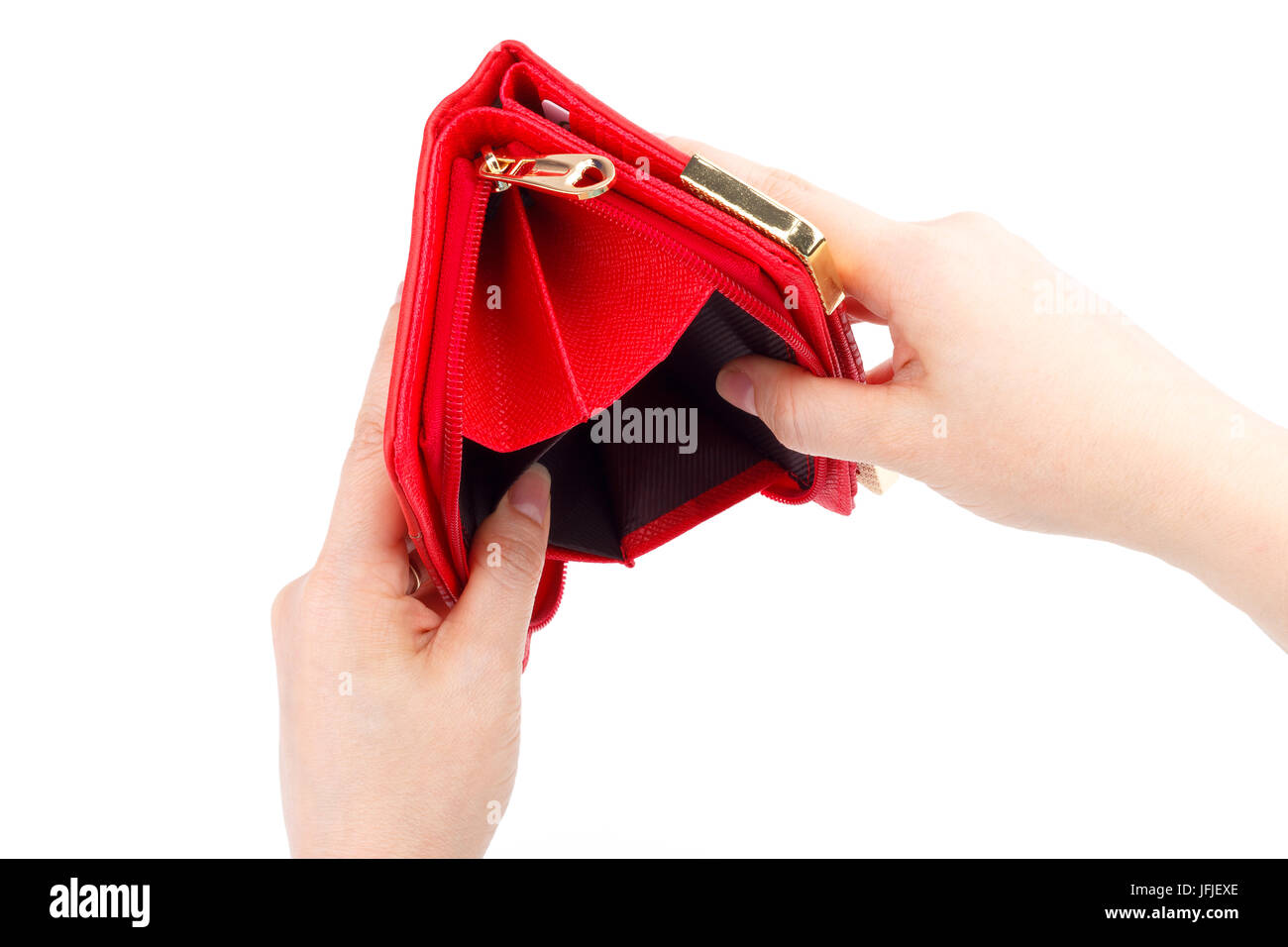 Hand holding empty wallet woman hi-res stock photography and images - Alamy