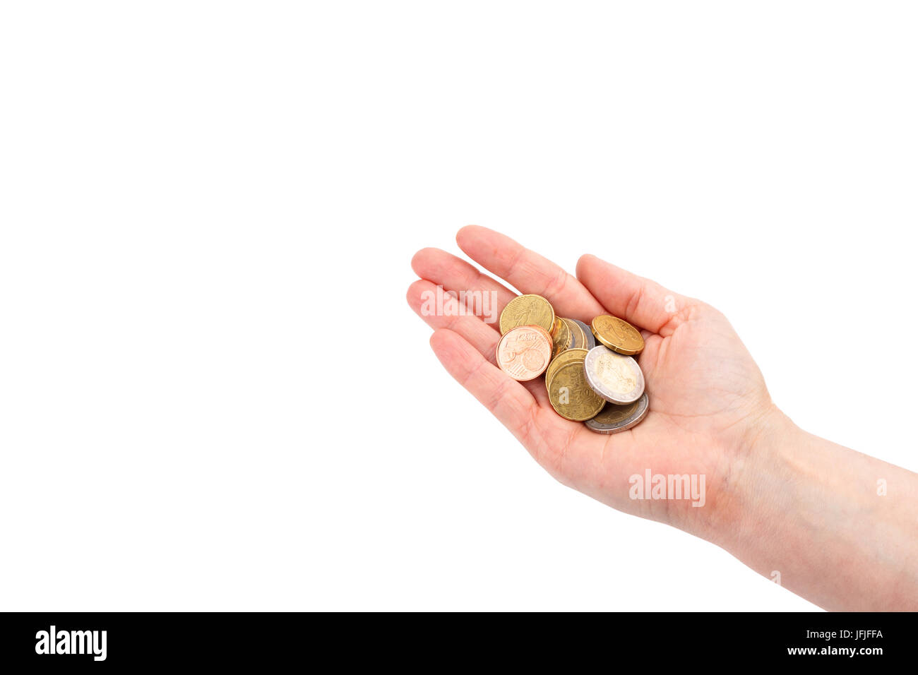 coins in woman's hand Stock Photo - Alamy