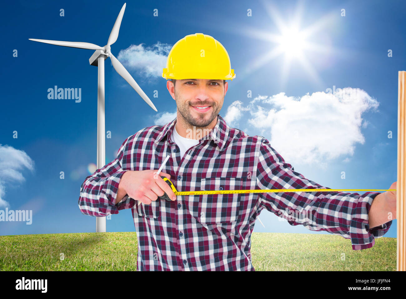 Caucasian male using measure tape hi-res stock photography and images ...