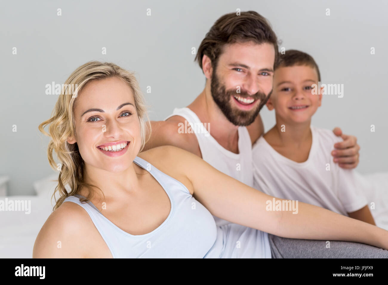 Mother and son in sitting on bed hi-res stock photography and images - Alamy