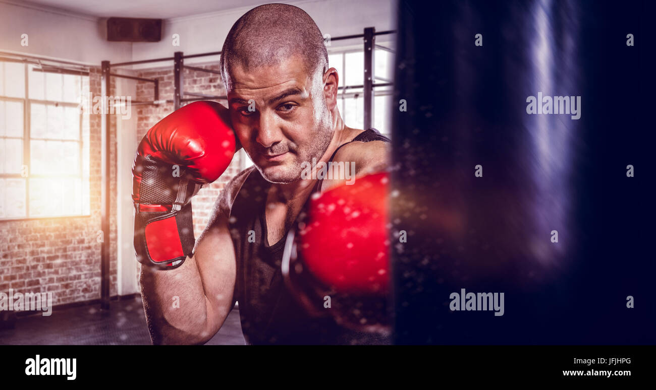 Composite image of boxer performing upright stance Stock Photo - Alamy