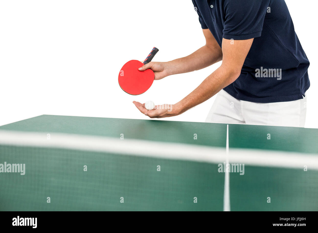 Mid section of athlete man playing table tennis Stock Photo - Alamy