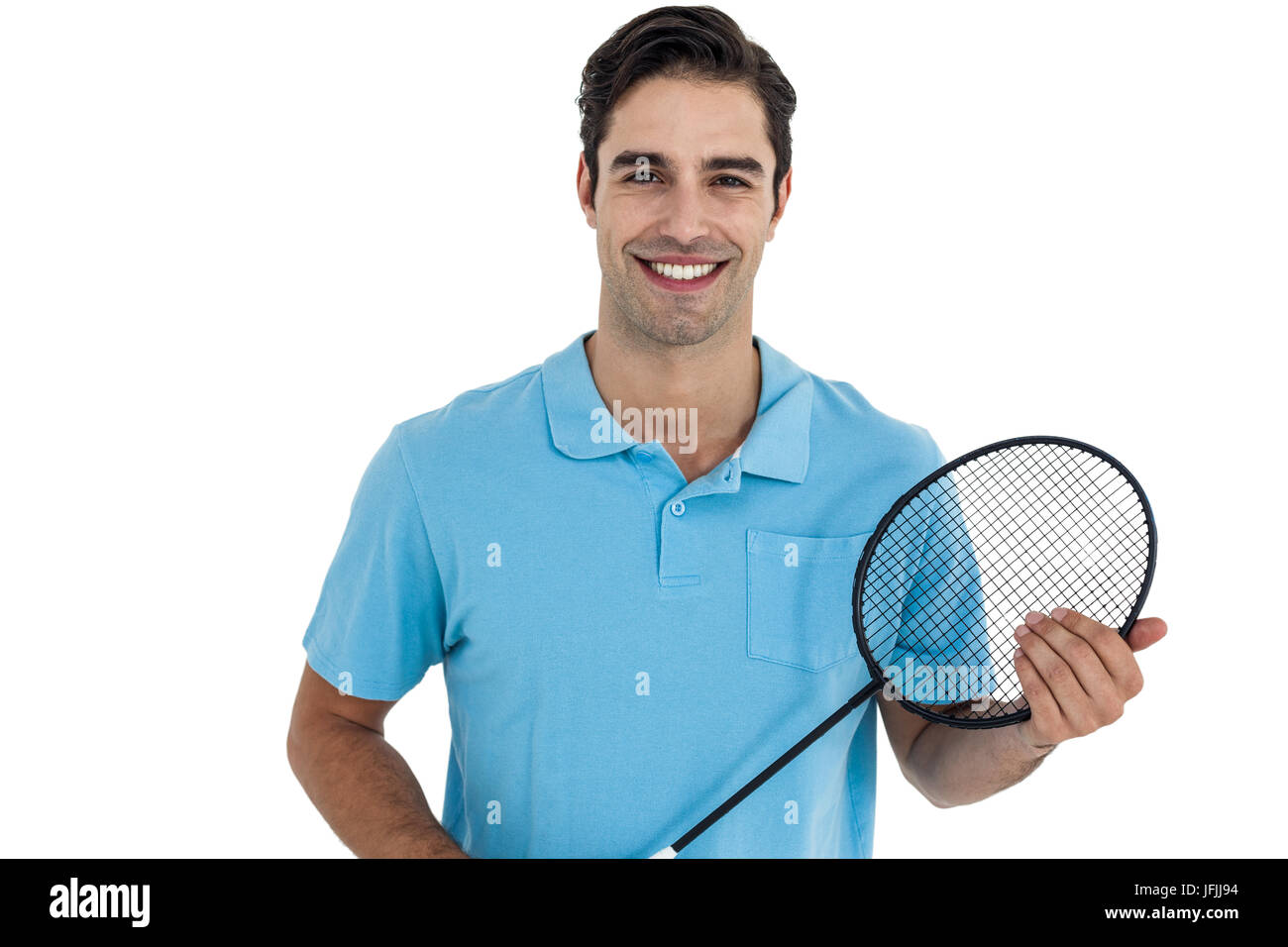 Portrait of badminton player holding badminton racket Stock Photo - Alamy