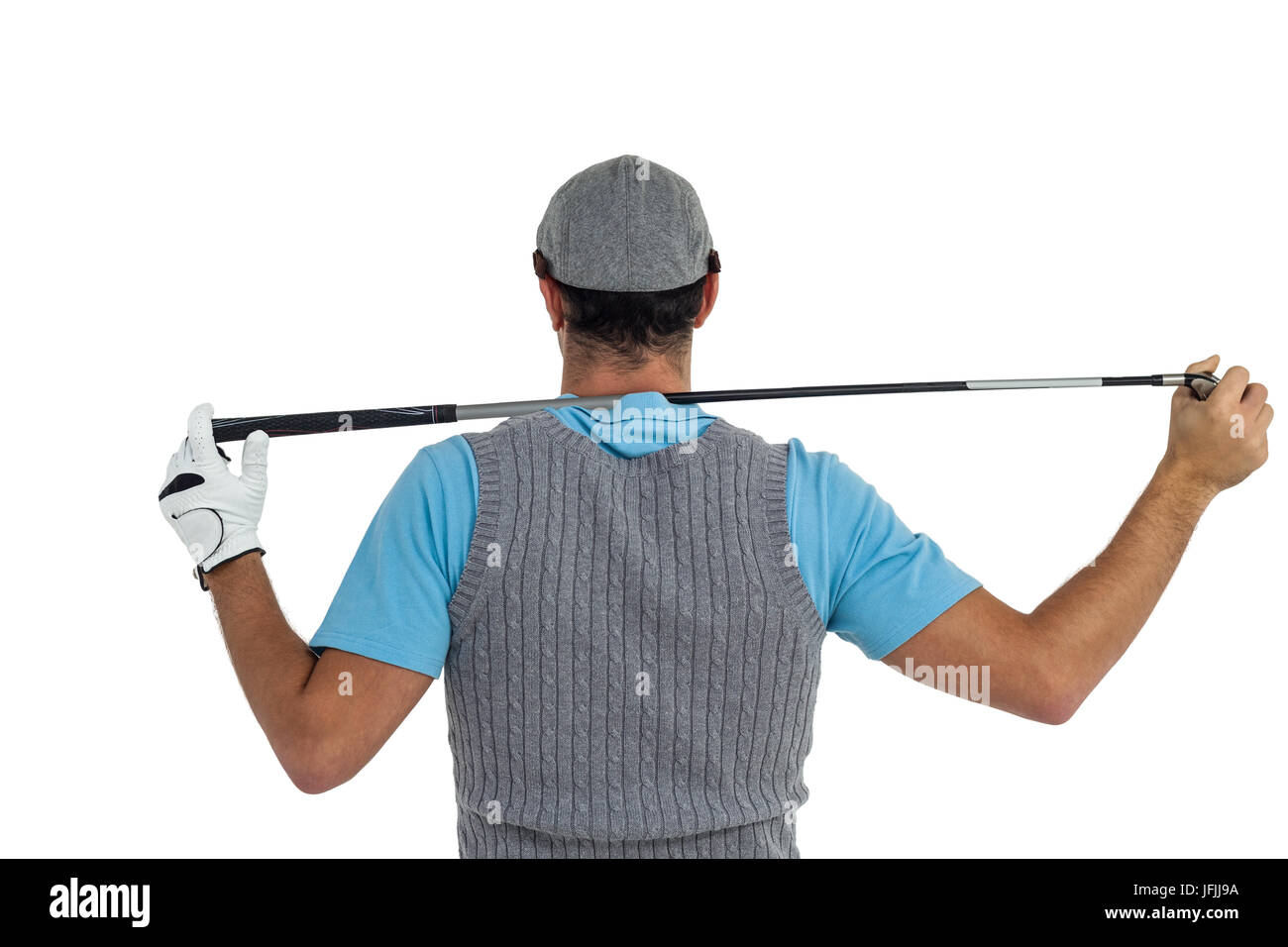 Rear view of golf player holding a golf club Stock Photo - Alamy