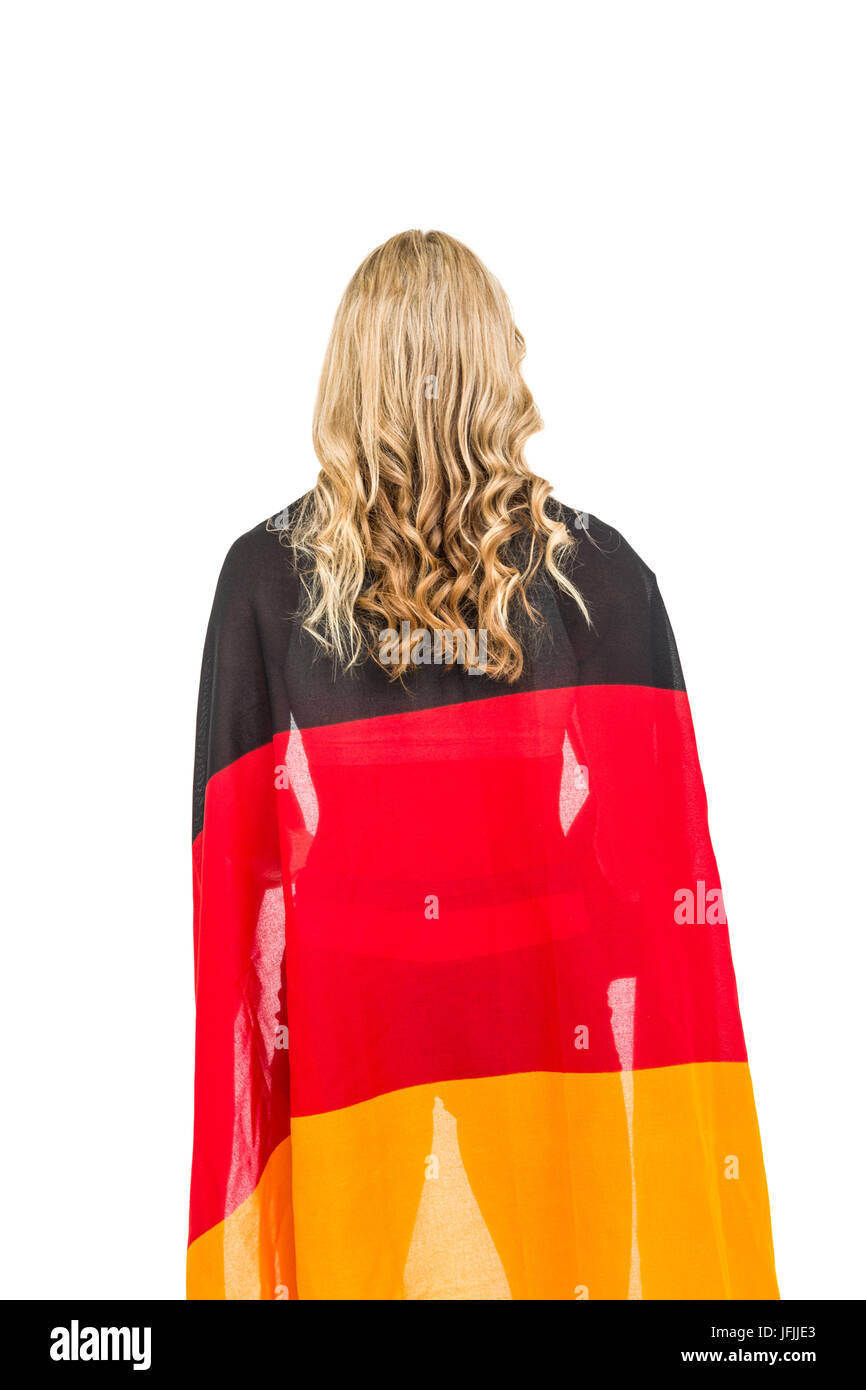 Athlete with german flag wrapped around his body Stock Photo - Alamy