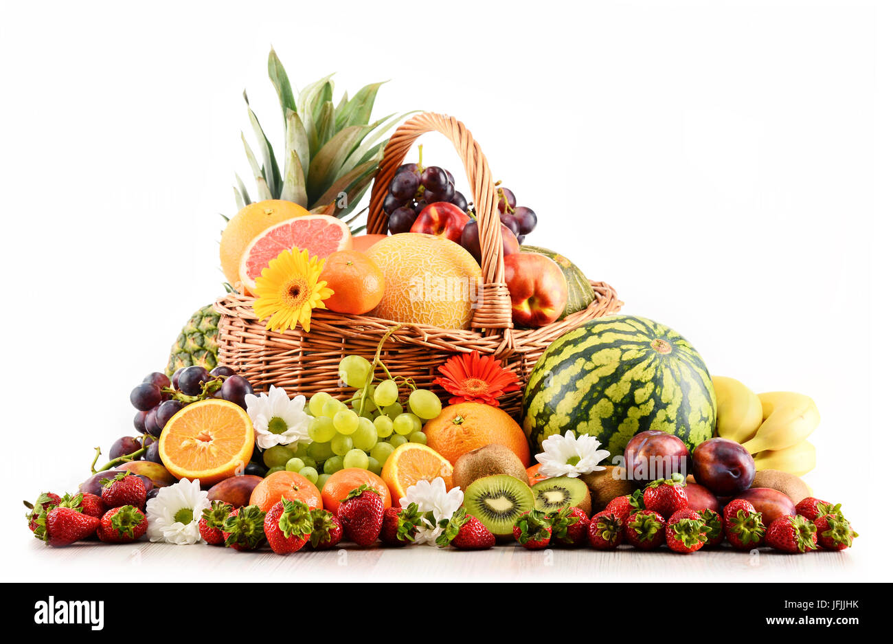 Composition with assorted fruits. Balanced diet Stock Photo - Alamy