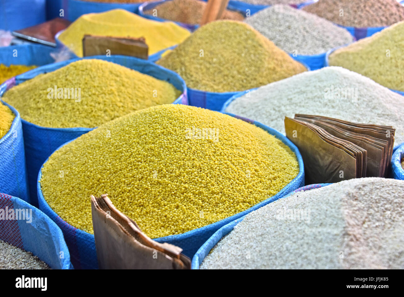 Dried food products on the arab street market stall Stock Photo - Alamy