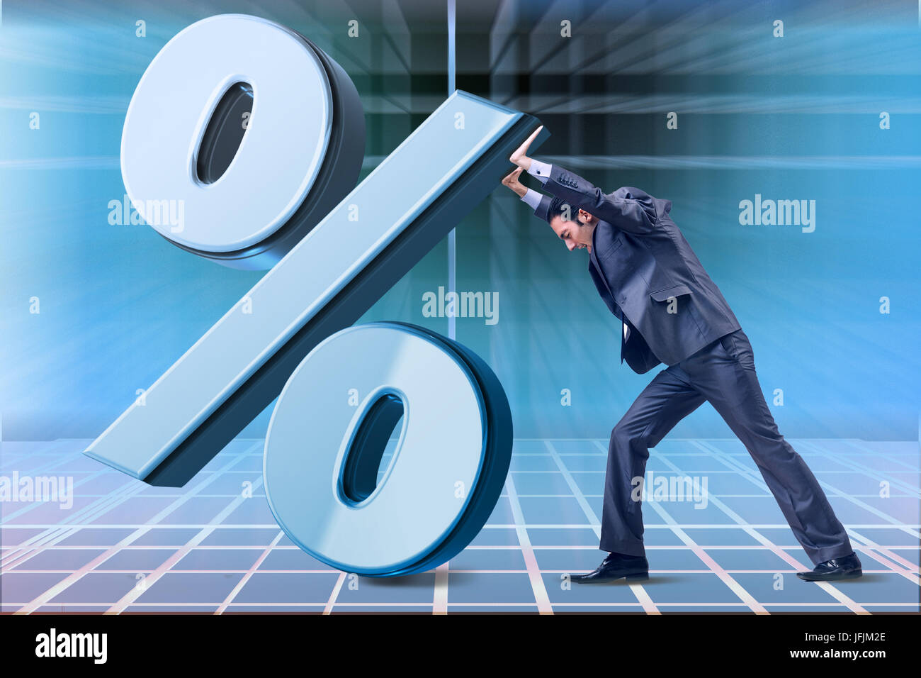 The businessman in high interest rates concept Stock Photo - Alamy