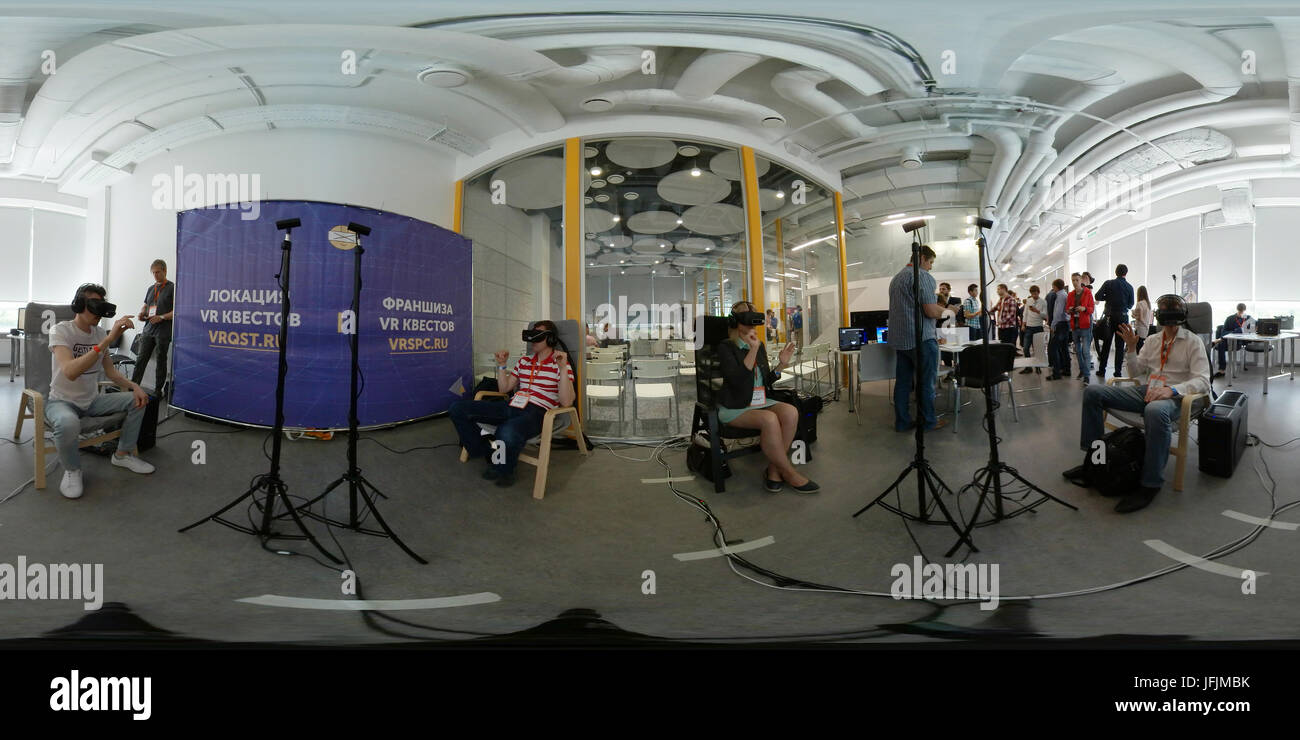 Vr conference visitor tests virtual hi-res stock photography and images ...