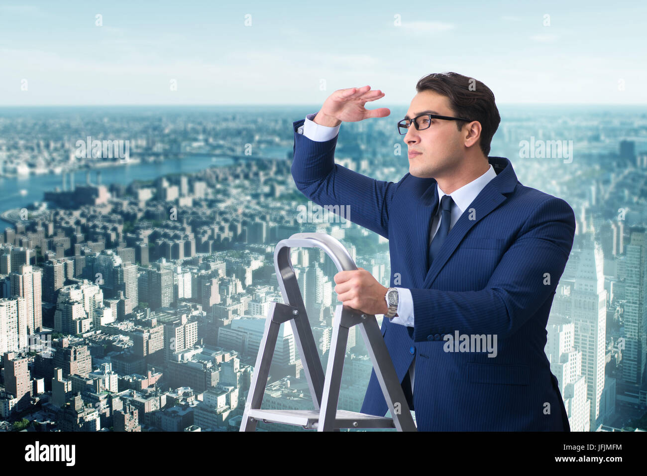 Businessman climbing ladder in business hi-res stock photography and ...