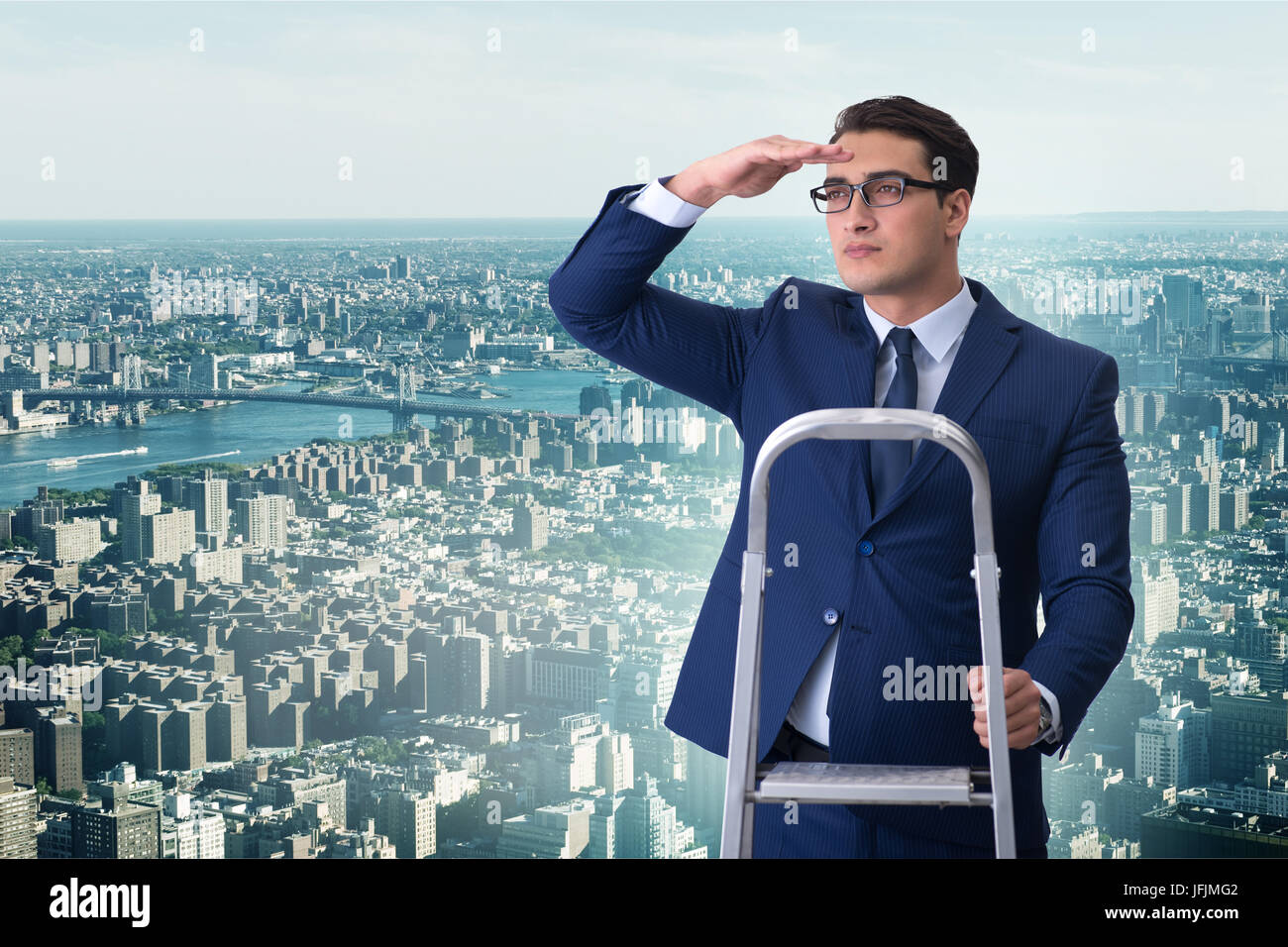 Businessman climbing ladder in business hi-res stock photography and ...