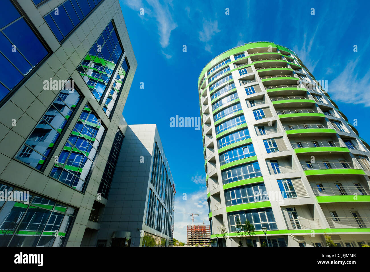 Modern city quarter bottom view Stock Photo - Alamy