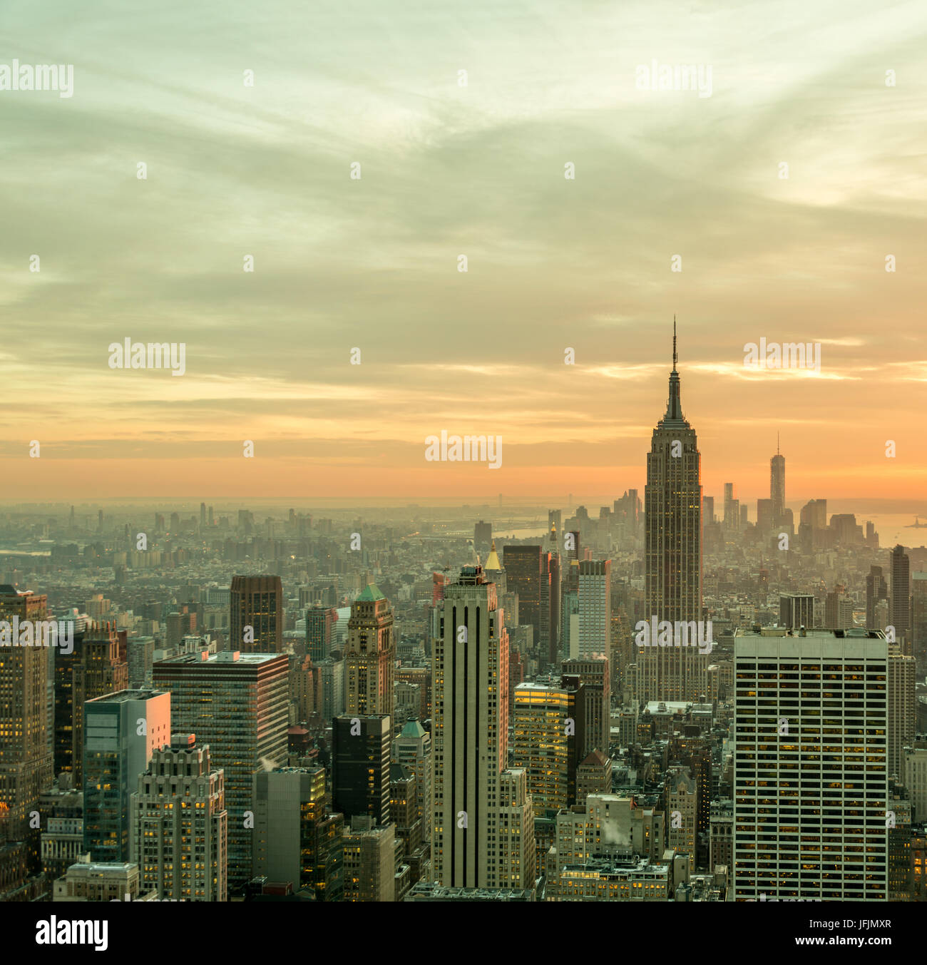 View of New York Manhattan during sunset hours Stock Photo - Alamy