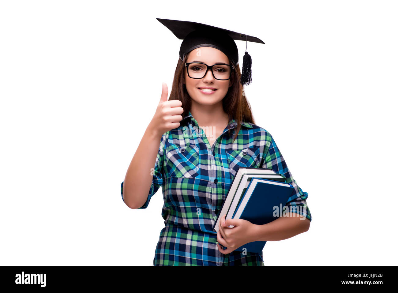 Young student isolated on the white background Stock Photo - Alamy