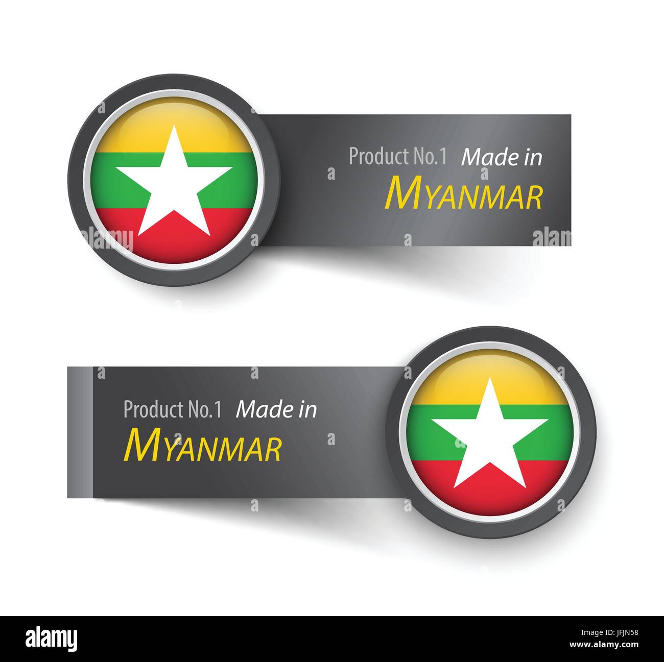 Flag icon and label with text made in Myanmar Stock Vector Image & Art ...