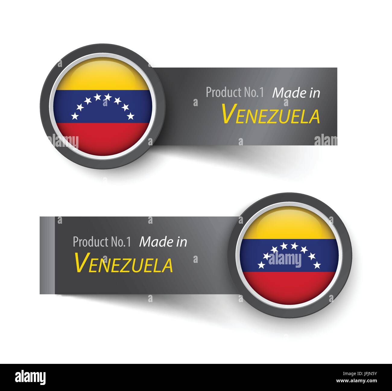 Flag icon and label with text made in Venezuela Stock Vector Image ...