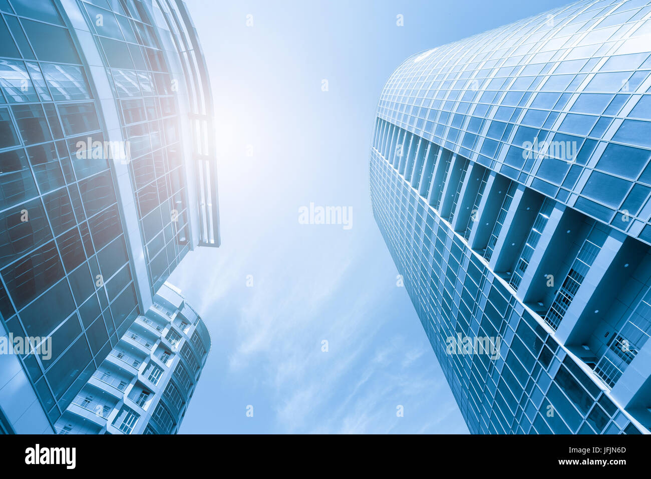 Modern city quarter bottom view Stock Photo - Alamy