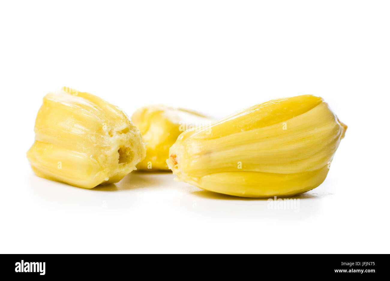 Jackfruit pieces isolated on white background. Tropical fruit Stock ...
