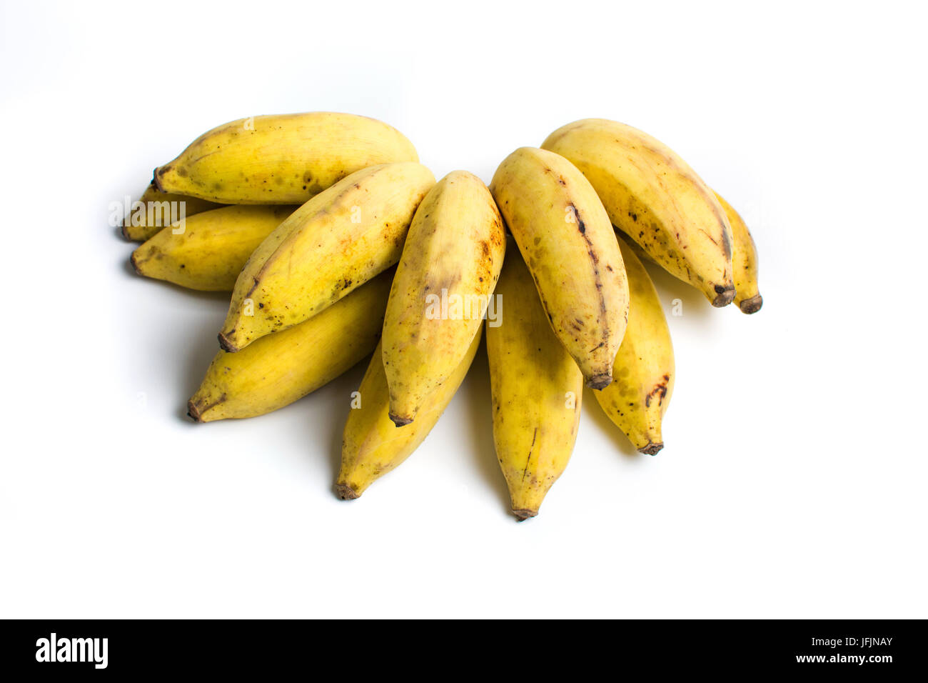 Small tropical banana cluster isolated on white background Stock Photo ...