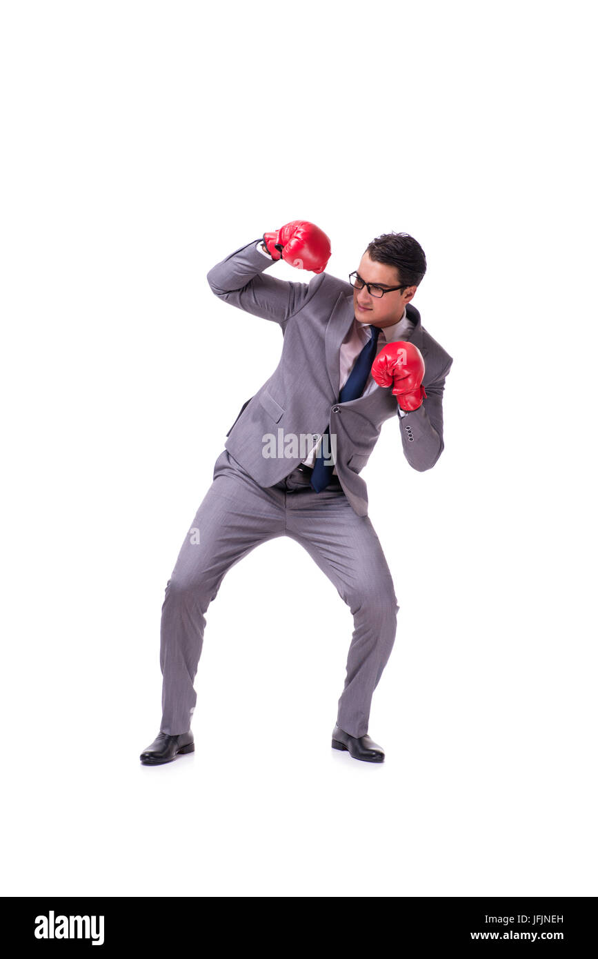 Businessman boxing isolated on the white background Stock Photo - Alamy