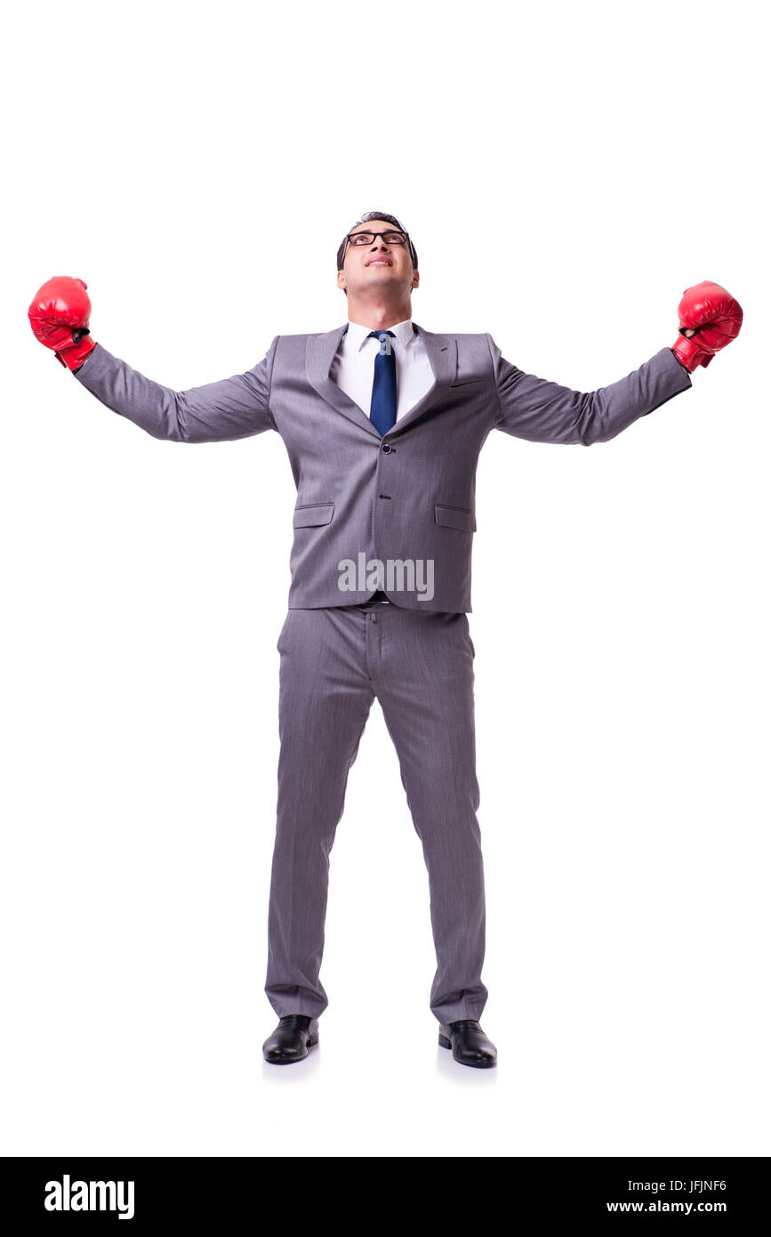 Businessman boxing isolated on the white background Stock Photo - Alamy