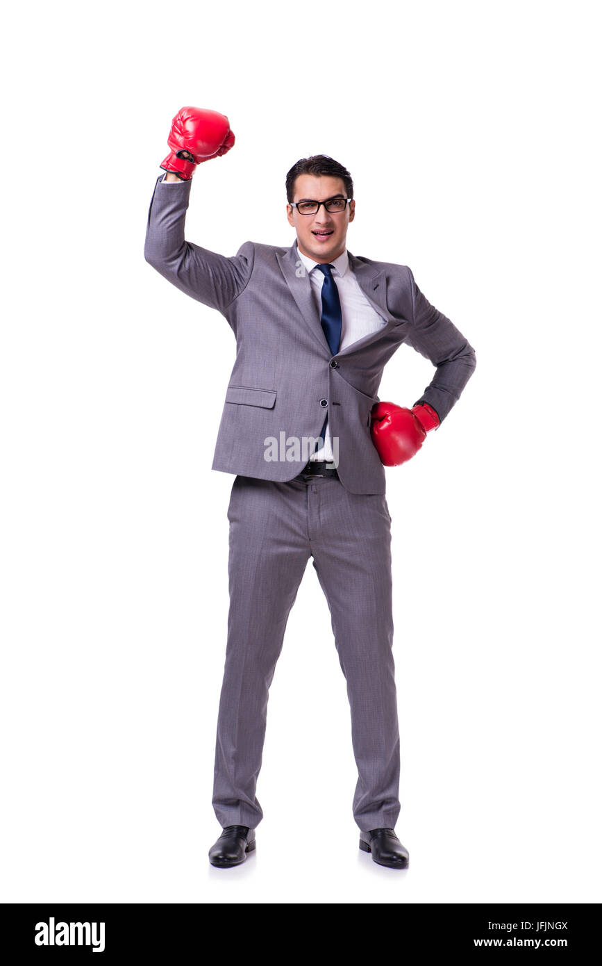 Businessman boxing isolated on the white background Stock Photo - Alamy