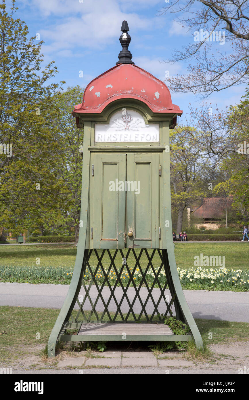 Rikstelefon Telephone Cabin; Djurgarden Island Park; Stockholm; Sweden ...