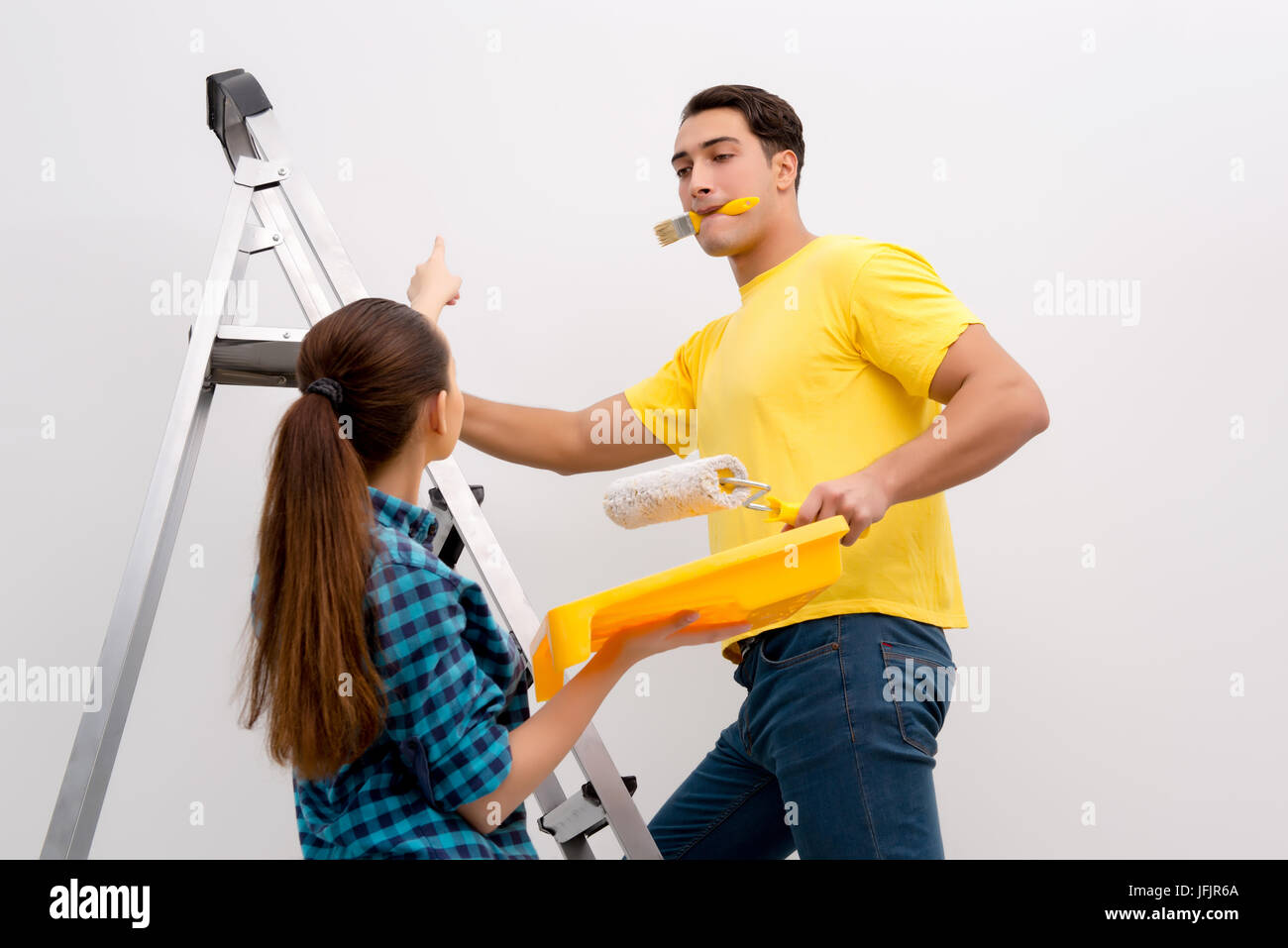 Wife and husband family doing home improvements Stock Photo - Alamy