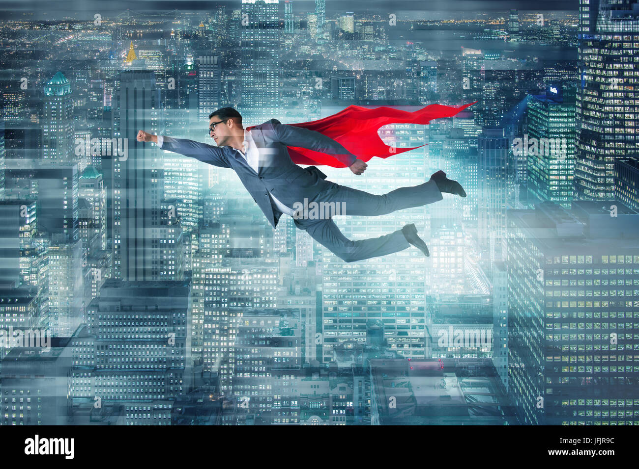 Businessman in superhero concept with red cover Stock Photo - Alamy