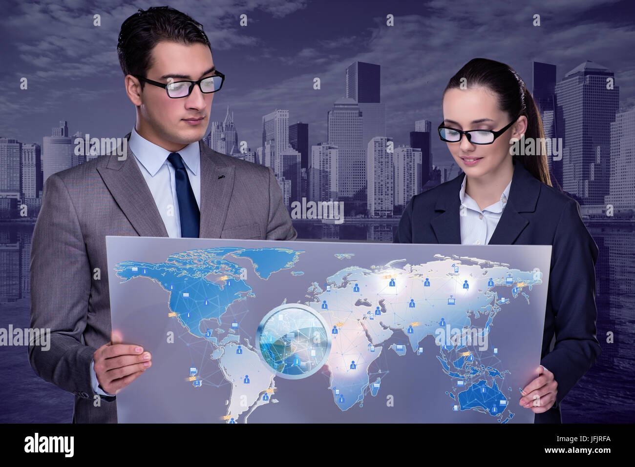 Business people discussing world map hi-res stock photography and ...