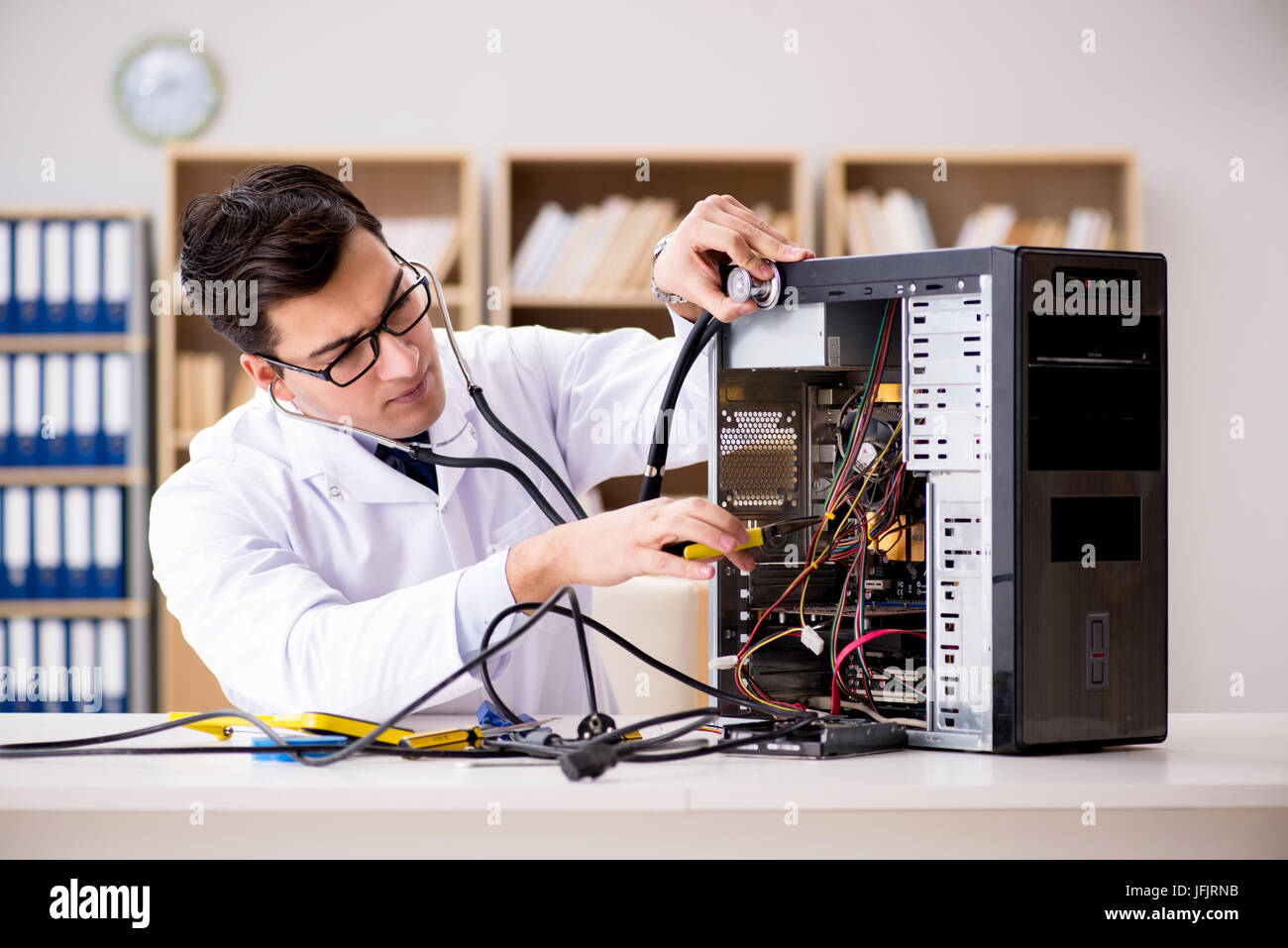 IT technician repairing broken pc desktop computer Stock Photo - Alamy