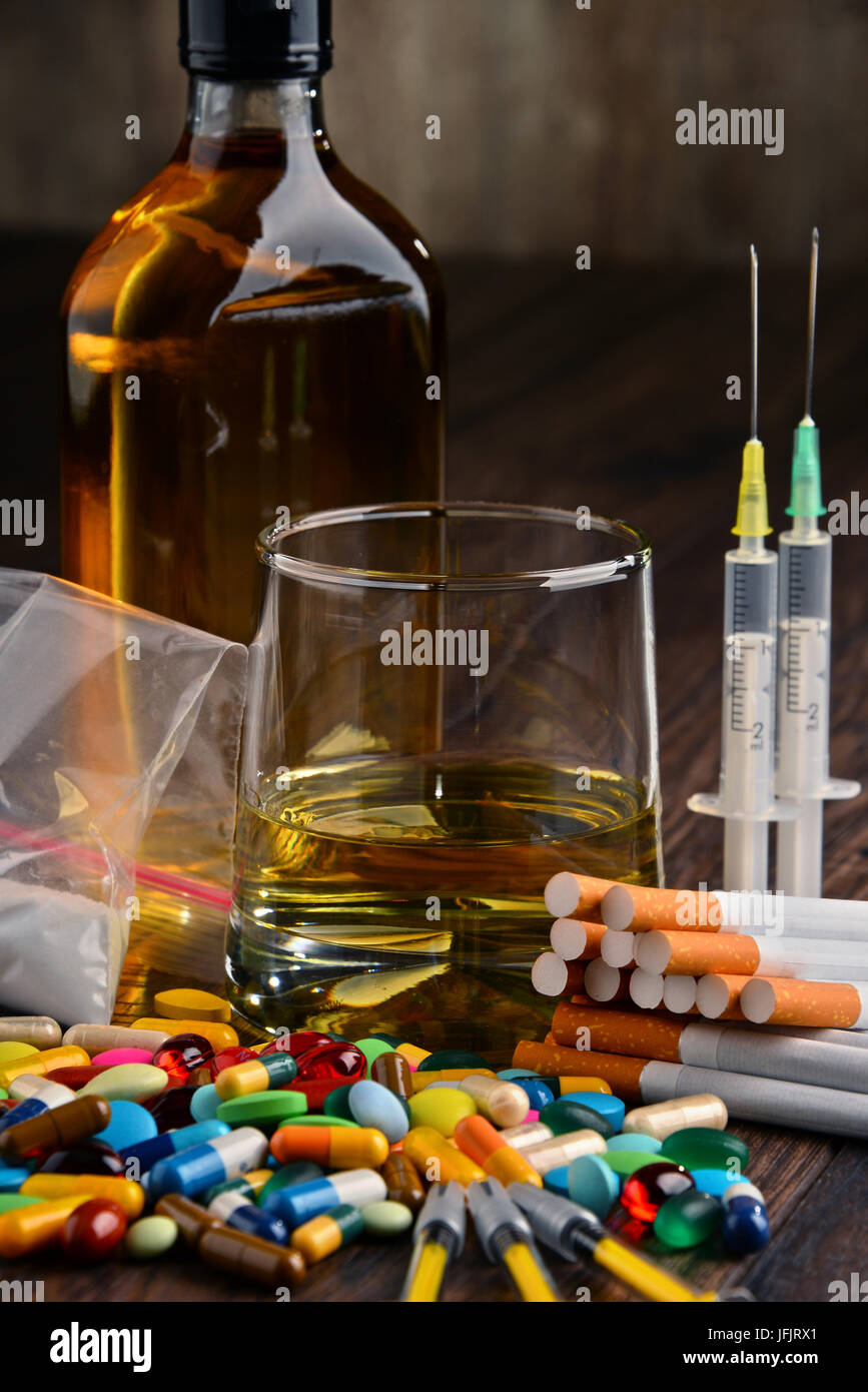 Variety of addictive substances Stock Photo - Alamy