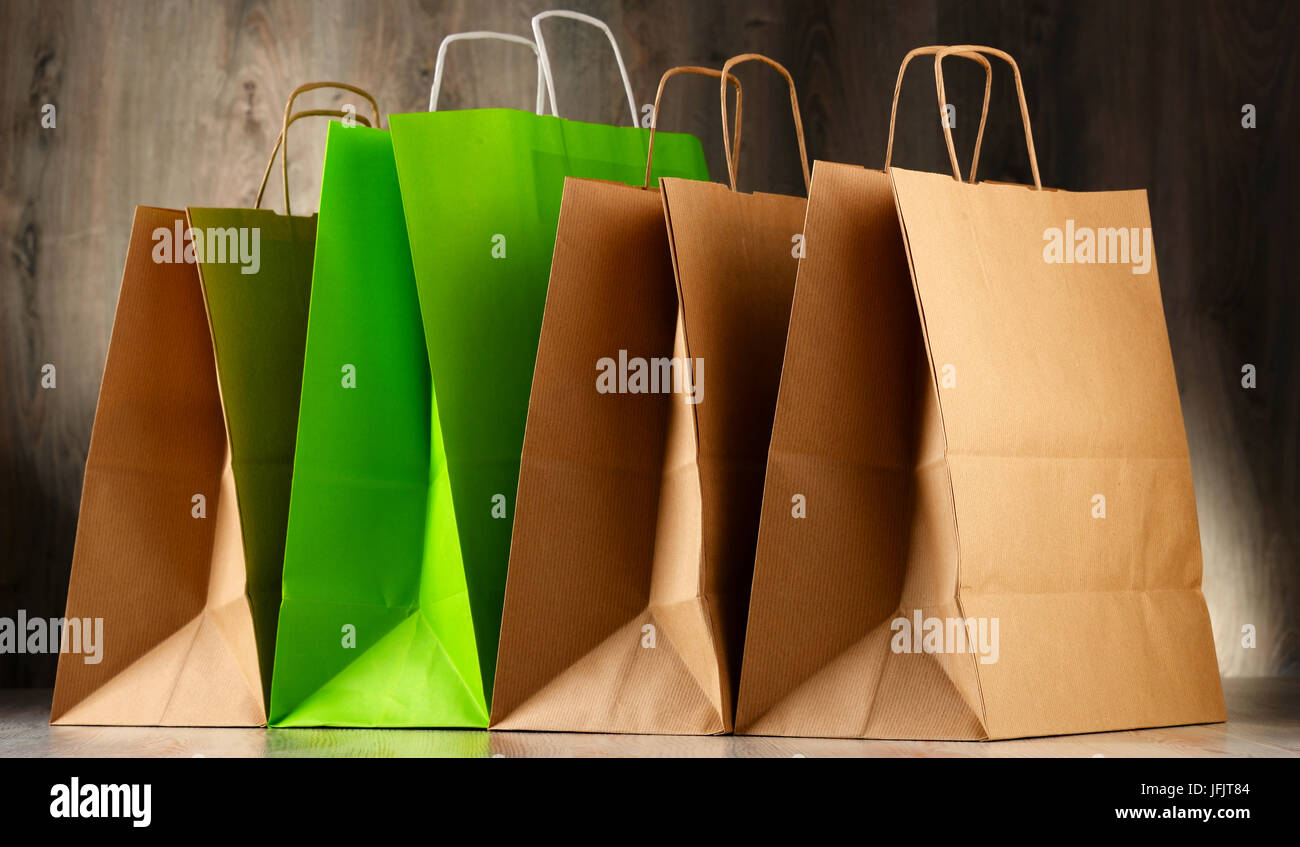 Composition with colorful paper shopping bags Stock Photo - Alamy