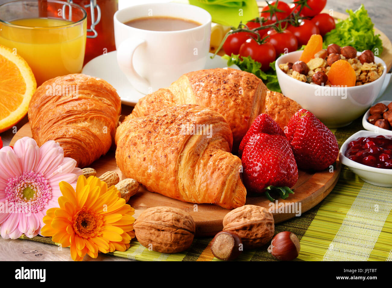 Breakfast consisting of croissants Stock Photo - Alamy