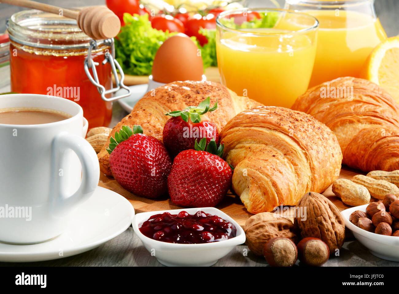 Breakfast consisting of croissants Stock Photo - Alamy