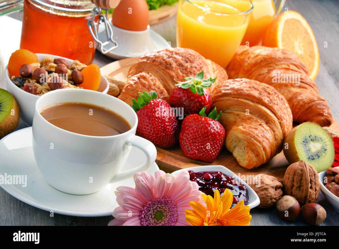 Breakfast consisting of croissants Stock Photo - Alamy
