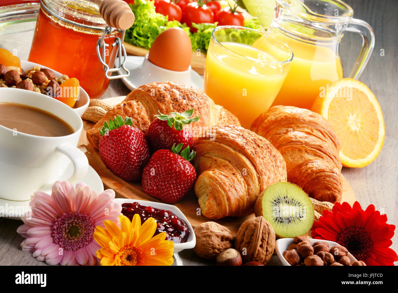 Breakfast consisting of croissants Stock Photo - Alamy