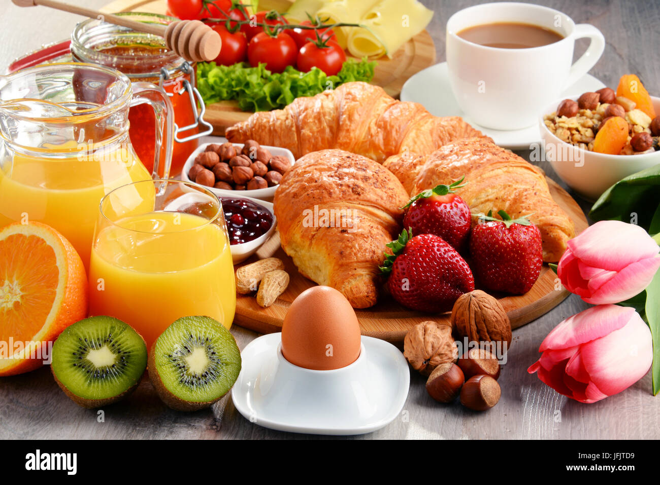 Breakfast consisting of croissants Stock Photo - Alamy