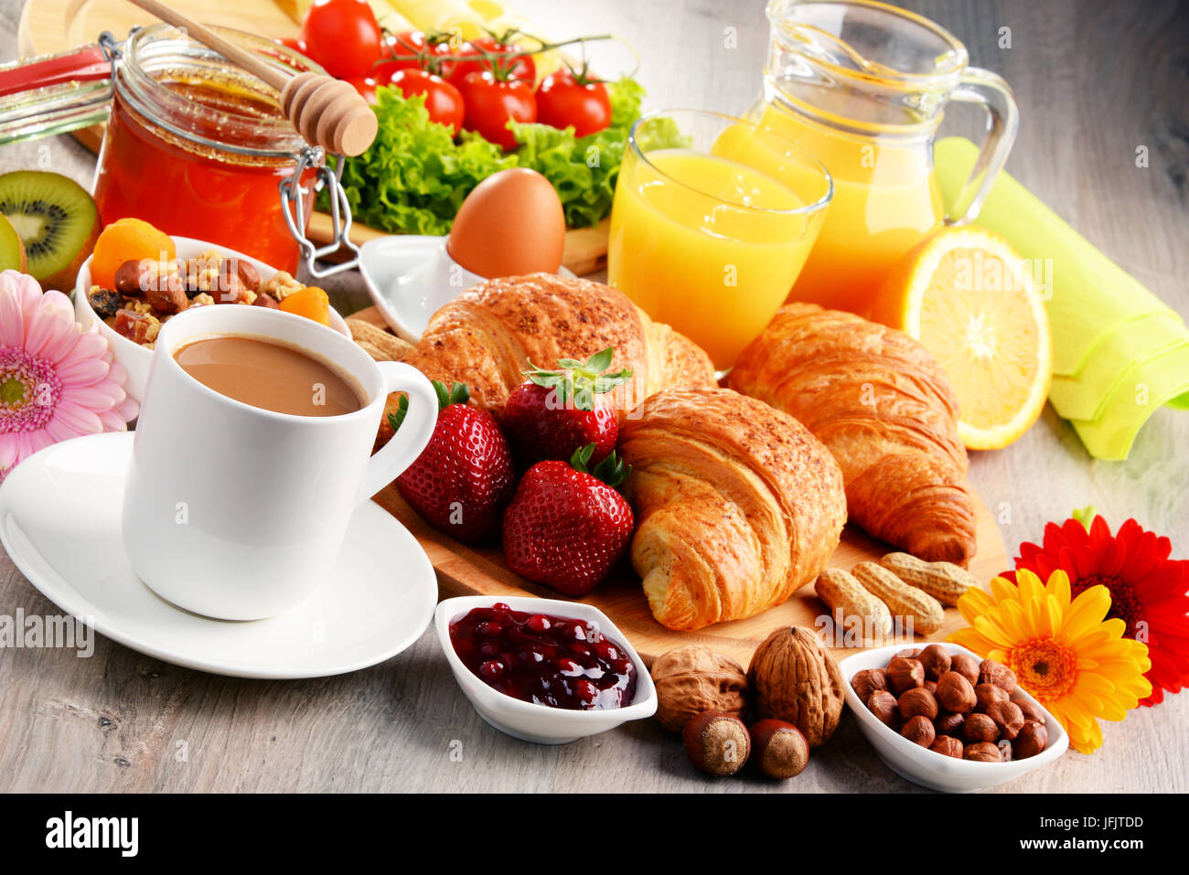 Breakfast consisting of croissants Stock Photo - Alamy