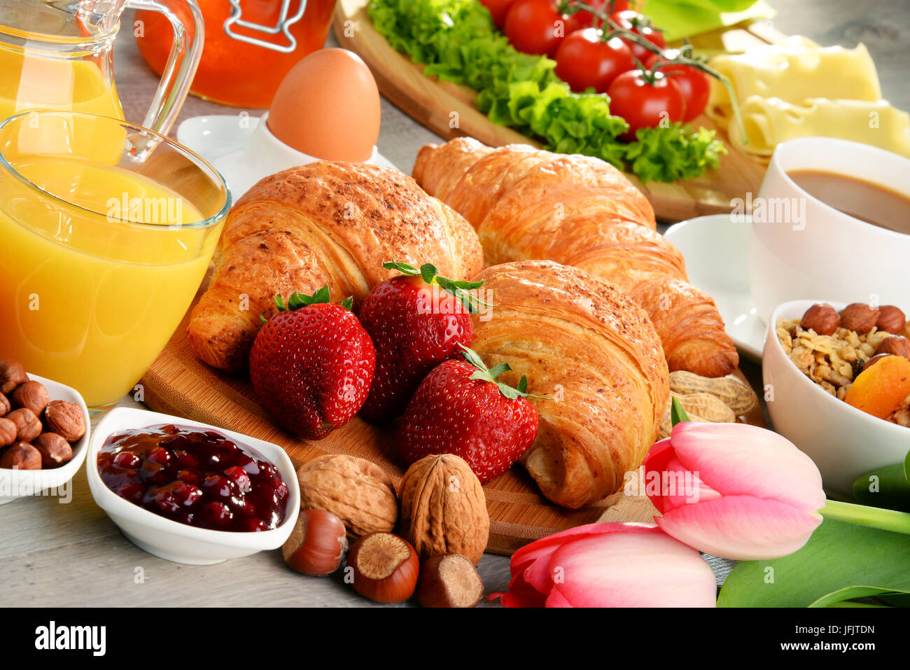Breakfast consisting of croissants Stock Photo - Alamy