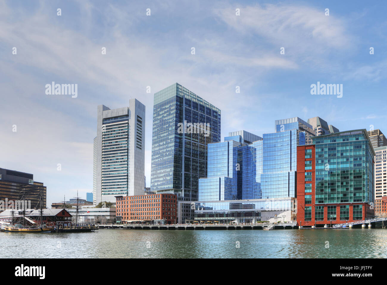 A View of the Boston harbor skyline on a clear day Stock Photo - Alamy