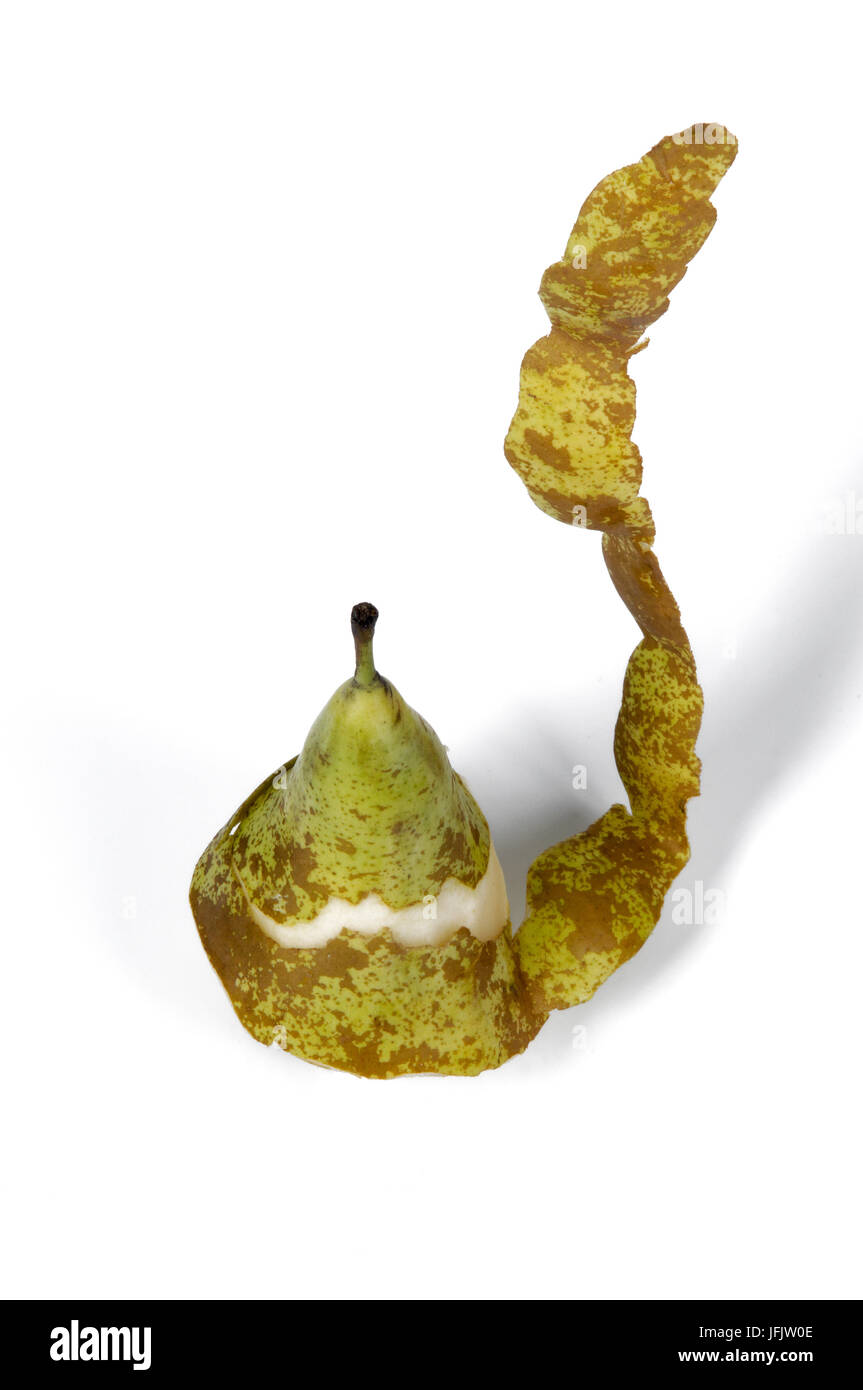 skin peeled pear with white background, fruit Stock Photo - Alamy