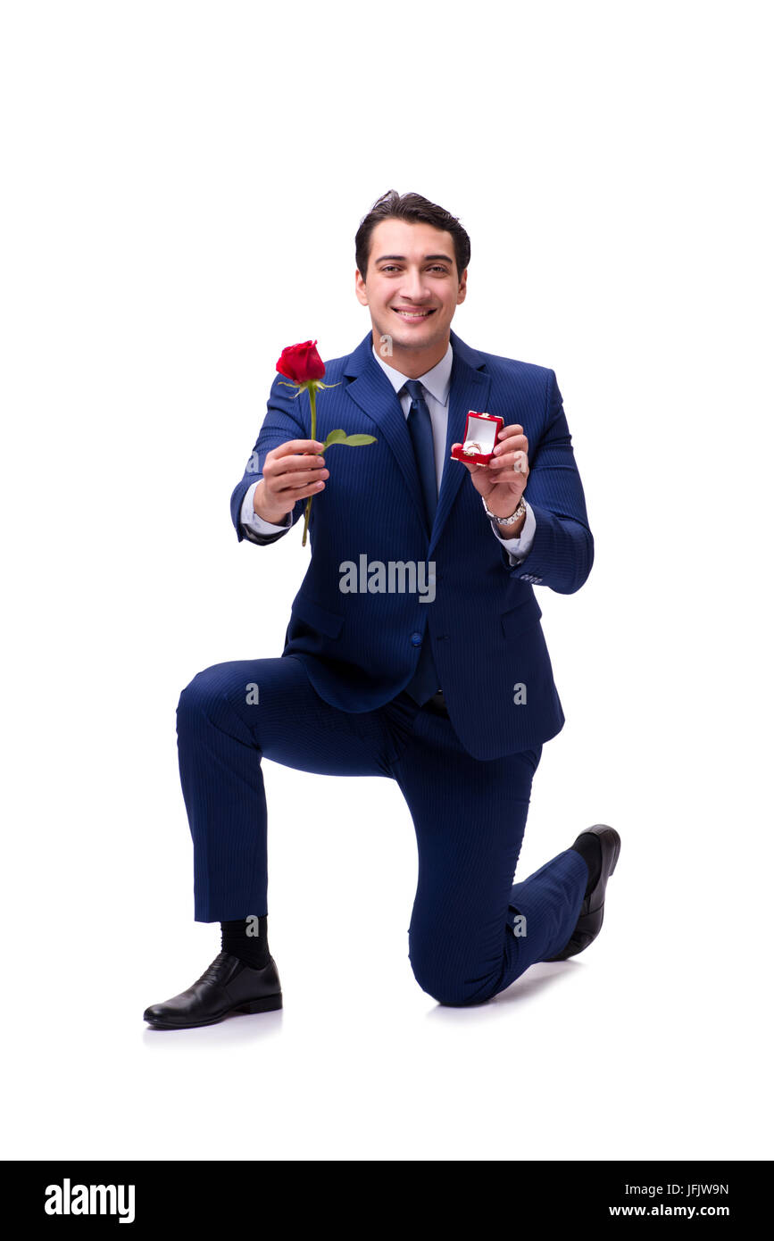Romantic concept with man making marriage proposal Stock Photo - Alamy