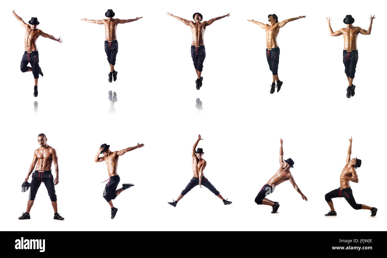 Collage of dancers isolated on white background Stock Photo - Alamy