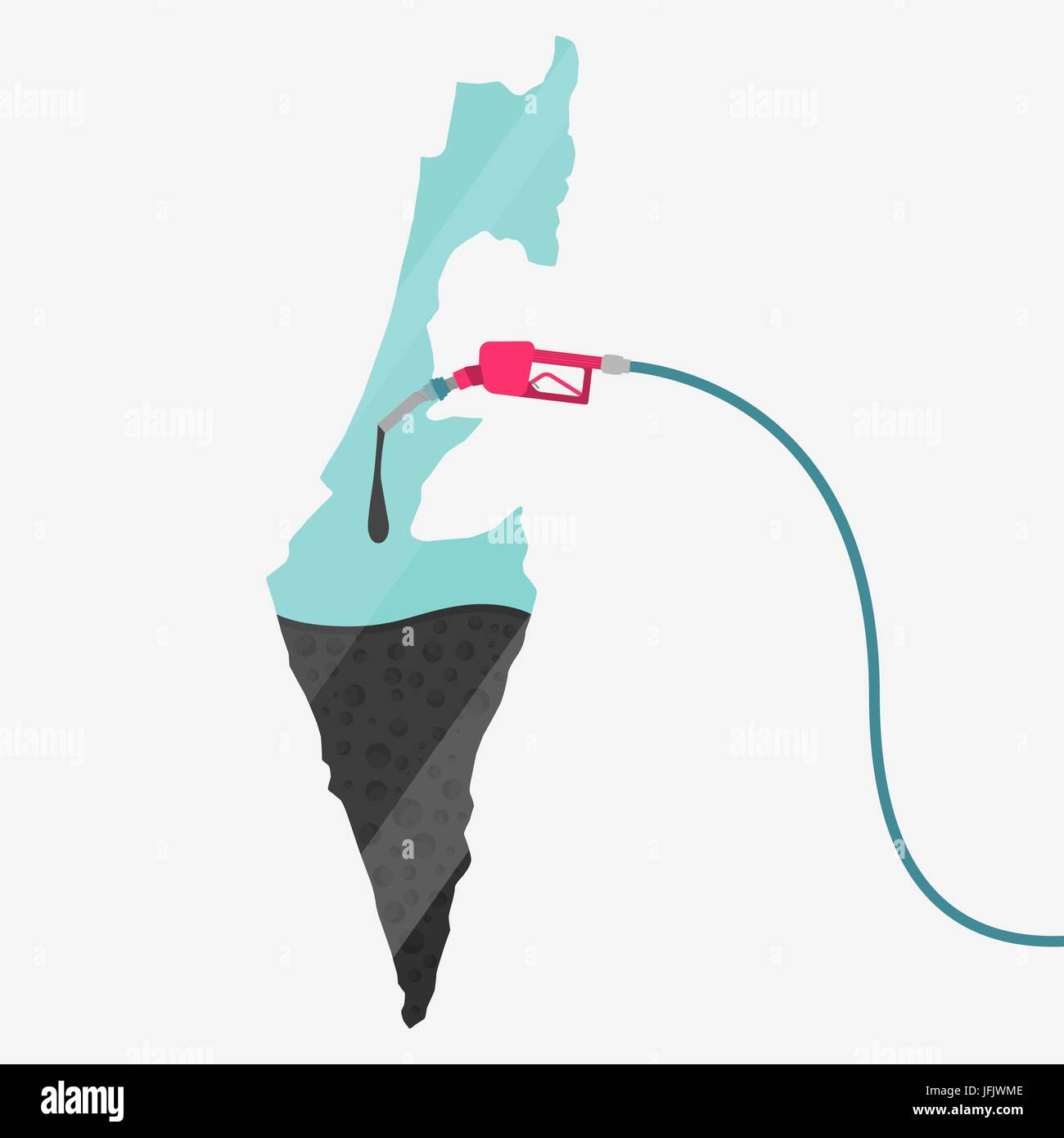 Map of Israel being fueled by oil. Gas pump fueled map. On the map ...